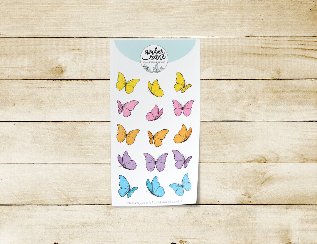 Colorful Butterfly Sticker Pack Garden Spring Summer Cute Stickers ...