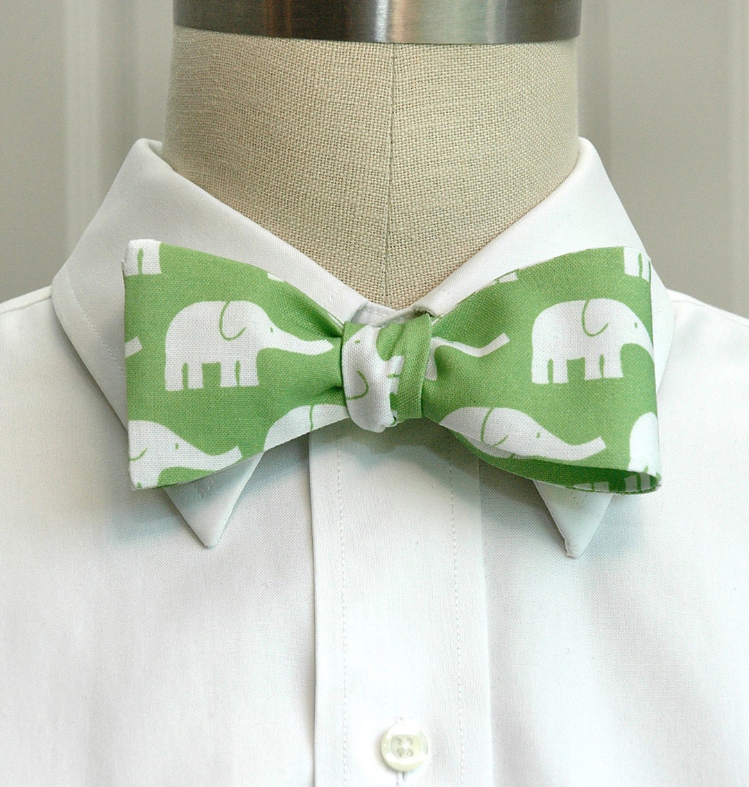 Elephant Bow Tie: Apple Green Cotton, Zoo Wedding Groomsmen Gift - Etsy