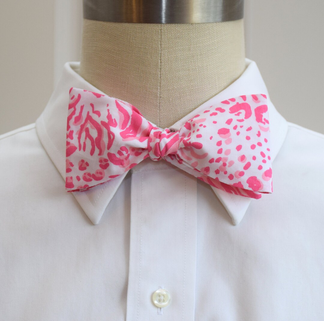 Pink Abstract Jungle Print Bow Tie: Wedding, Prom, Easter - Etsy