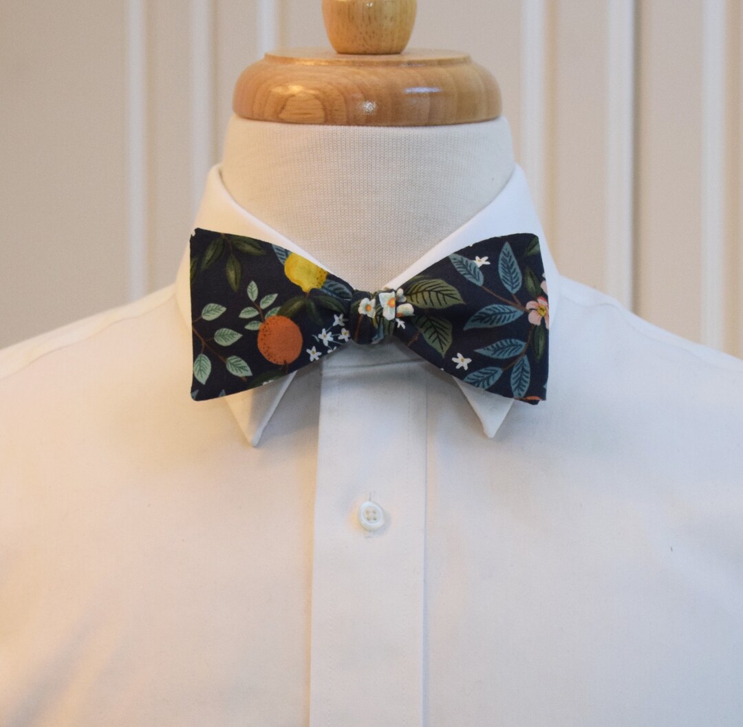 Citrus Grove Bow Tie: Rifle Paper Co. Citrus, Floral, Navy Blue ...