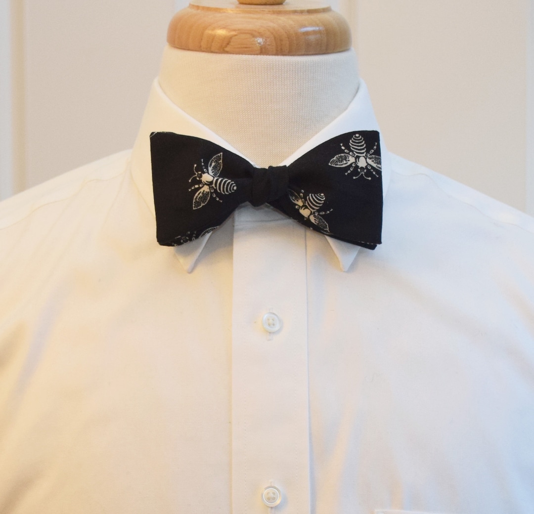 Black Bow Tie: Ebony and Ivory Honey Bees , Wedding Groomsmen Gift - Etsy