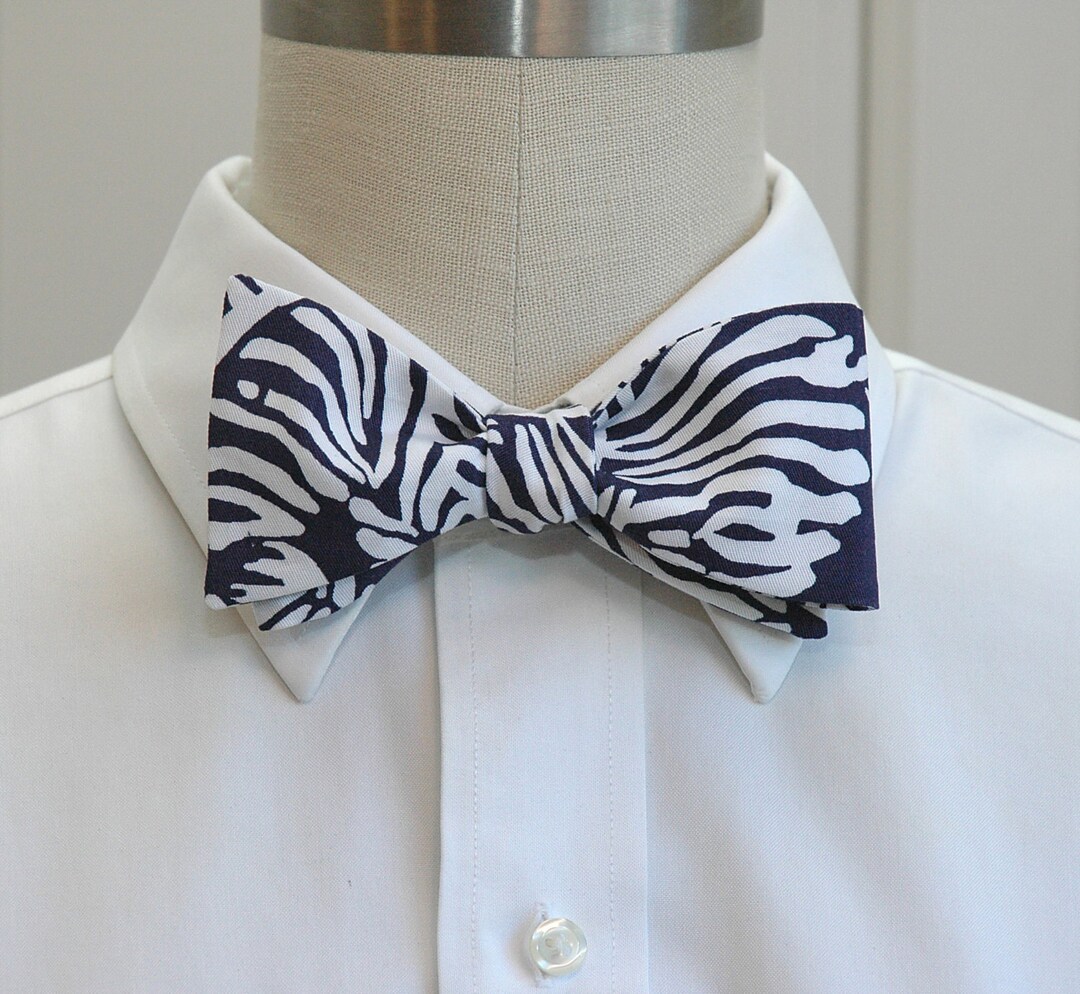 Navy Zebra Print Bow Tie: Wedding, Prom, Safari Style - Etsy