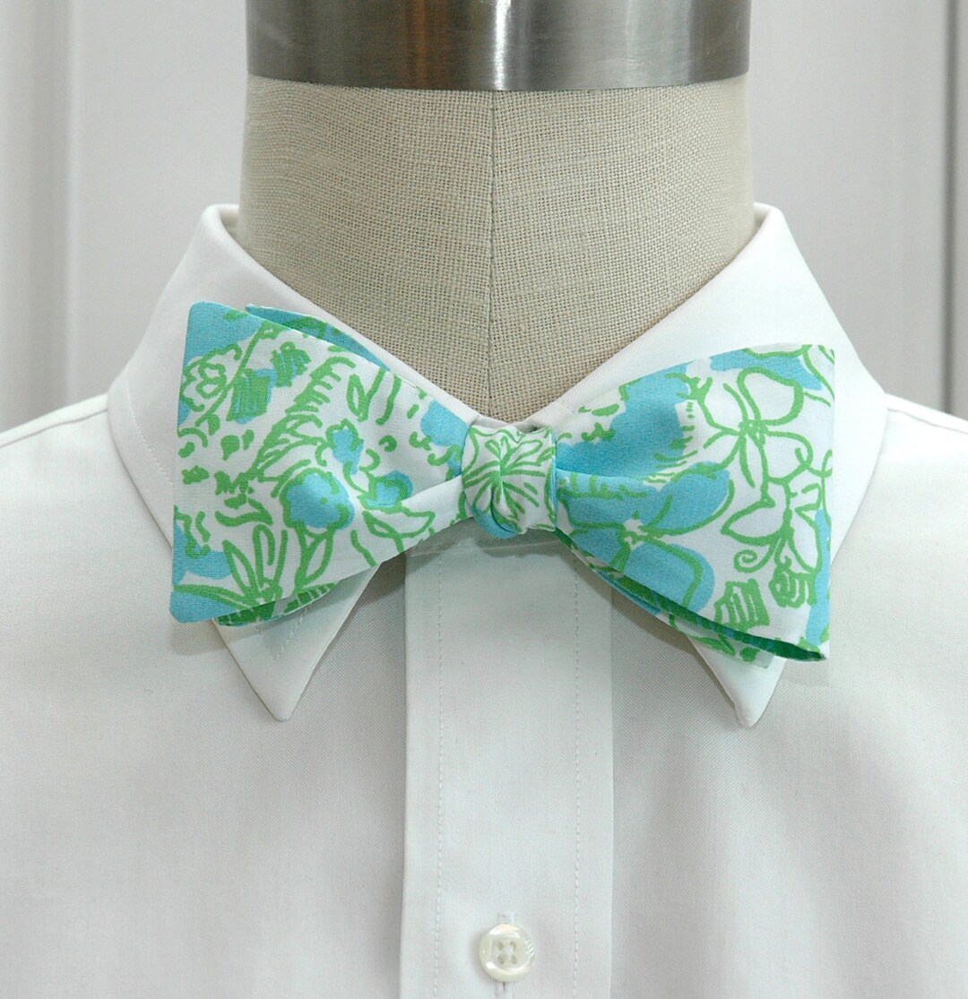 Aqua and Lime Jungle Animal Bow Tie: Green & White Wedding Groomsmen ...