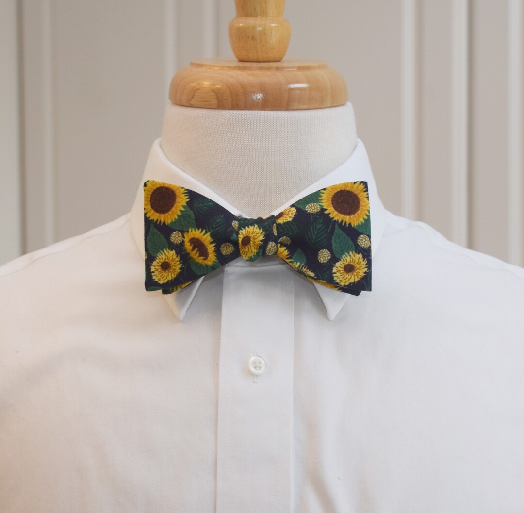 Rifle Paper Co. Sunflower Bow Tie: Navy Floral Wedding - Etsy