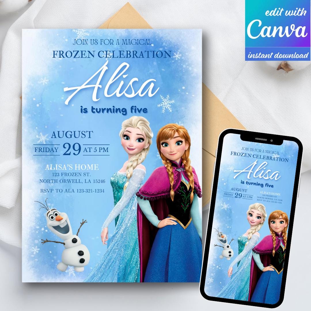 Editable Frozen Birthday Invitation, Elsa Princess Party (digital) - Etsy