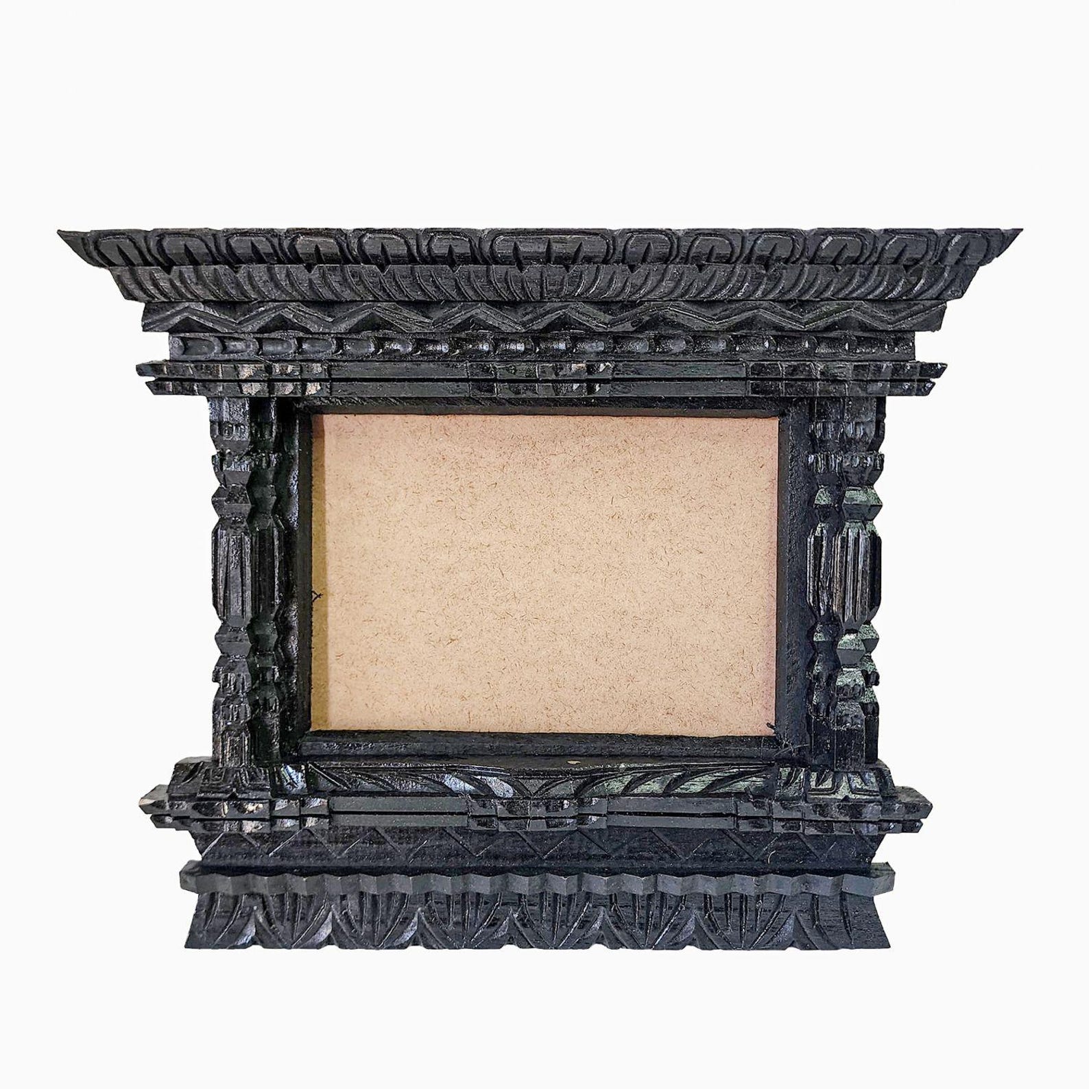9-inch Traditional Newari Wooden Hand Carved Windows Design Photo Frame ...