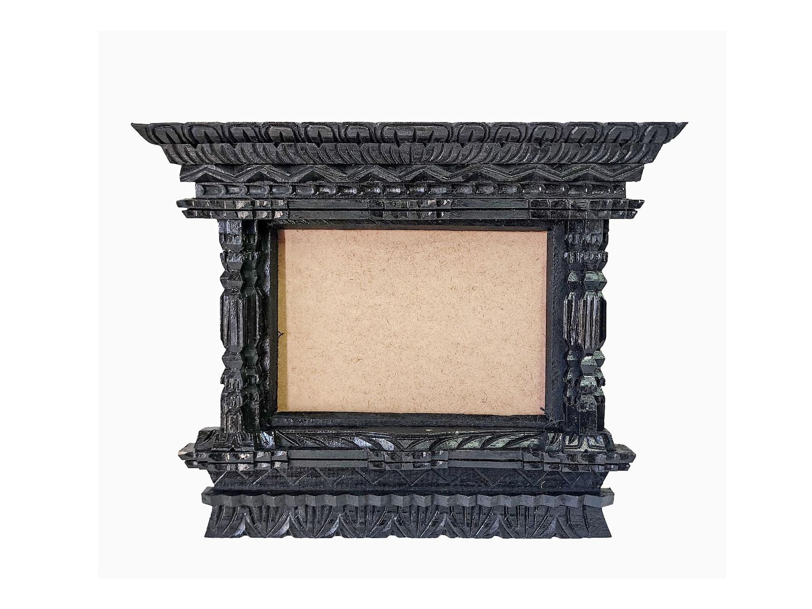 9-inch Traditional Newari Wooden Hand Carved Windows Design Photo Frame ...
