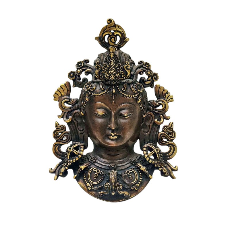 9-inch Green Tara, Handmade Ritual Metal Mask, Antique Finishing - Etsy