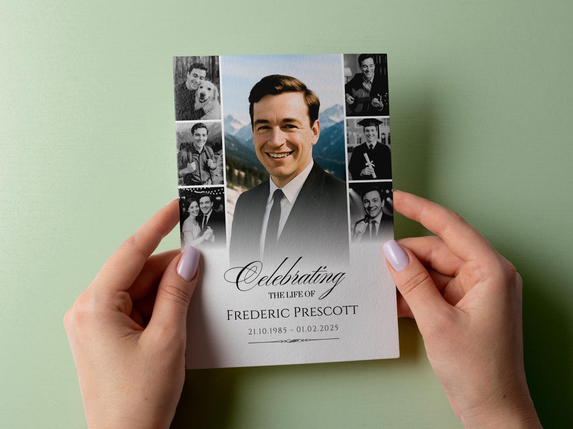 Elegant Funeral Program Template, Obituary Template, Funeral Booklet ...