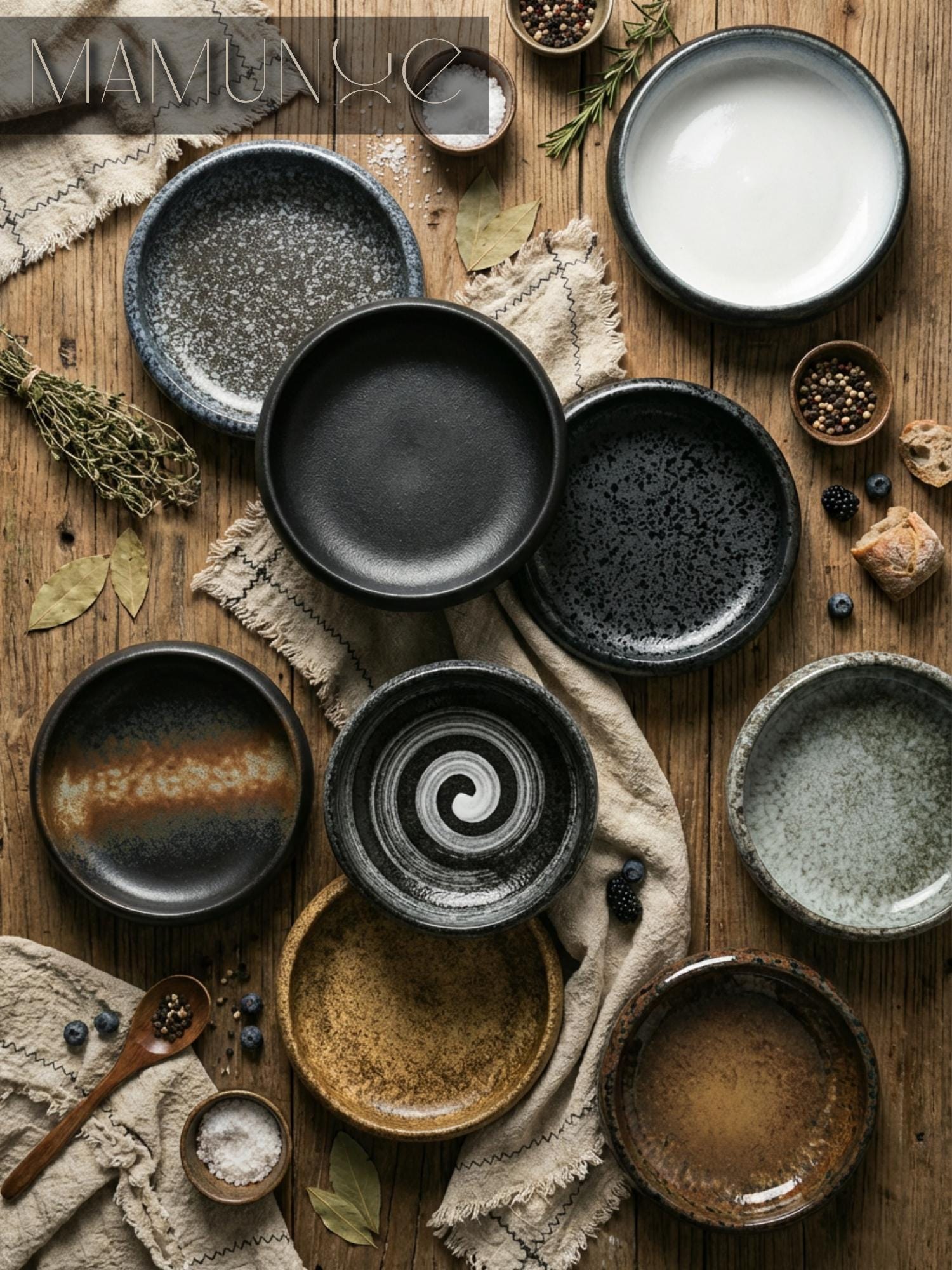 Ceramic Salad Bowl - Handmade Kiln Glaze Stoneware Plate, Small Deep ...