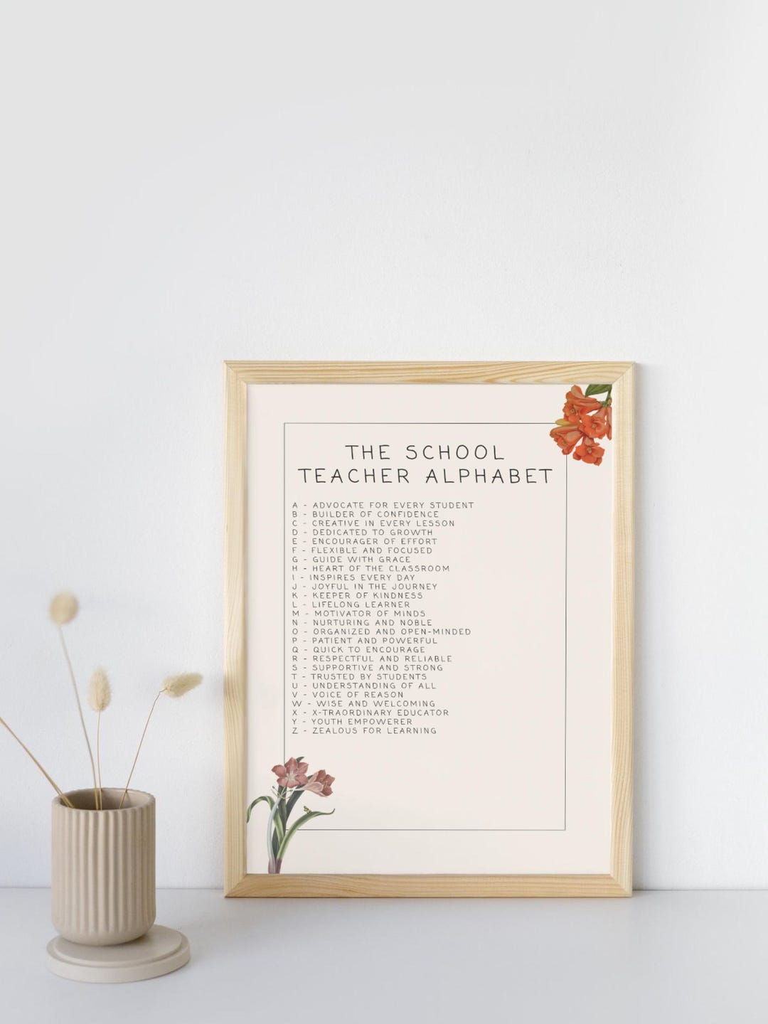 School Teacher Alphabet Poster Digital Download | A–Z Teacher Wall Art ...