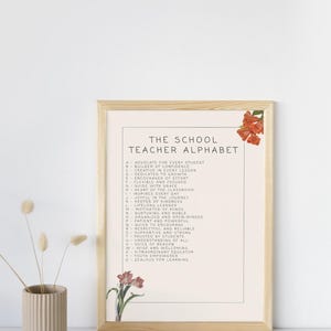 School Teacher Alphabet Poster Digital Download | A–Z Teacher Wall Art ...