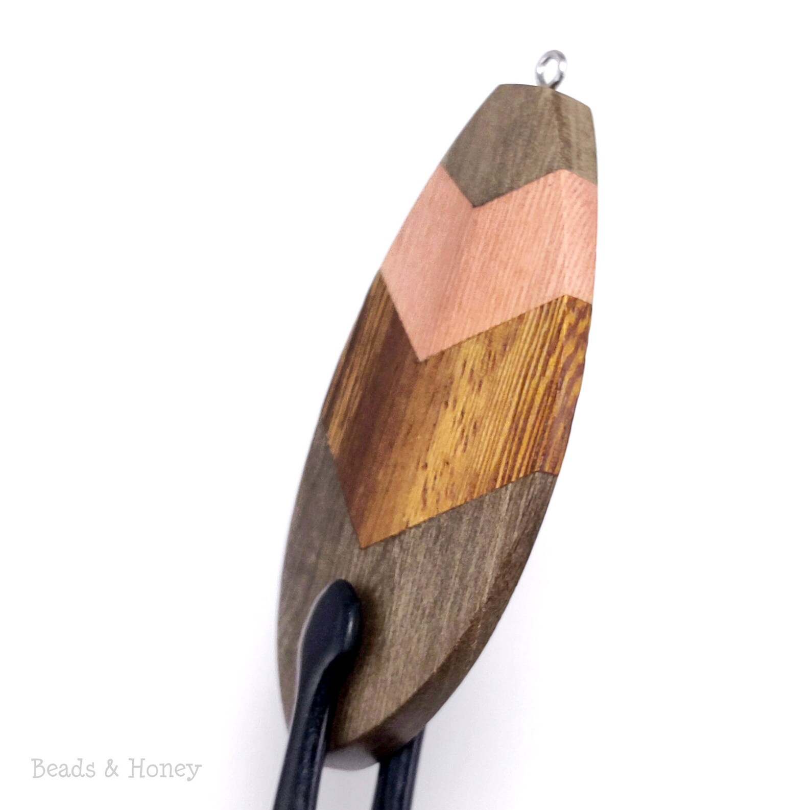 Mosaic Mixed Wood Leaf/feather Shield Pendant Stainless Steel | Etsy