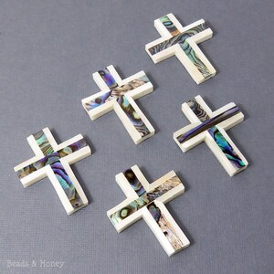 Makabibi Shell Cross With Abalone Shell Inlay, 40mm X 30mm, Straight ...