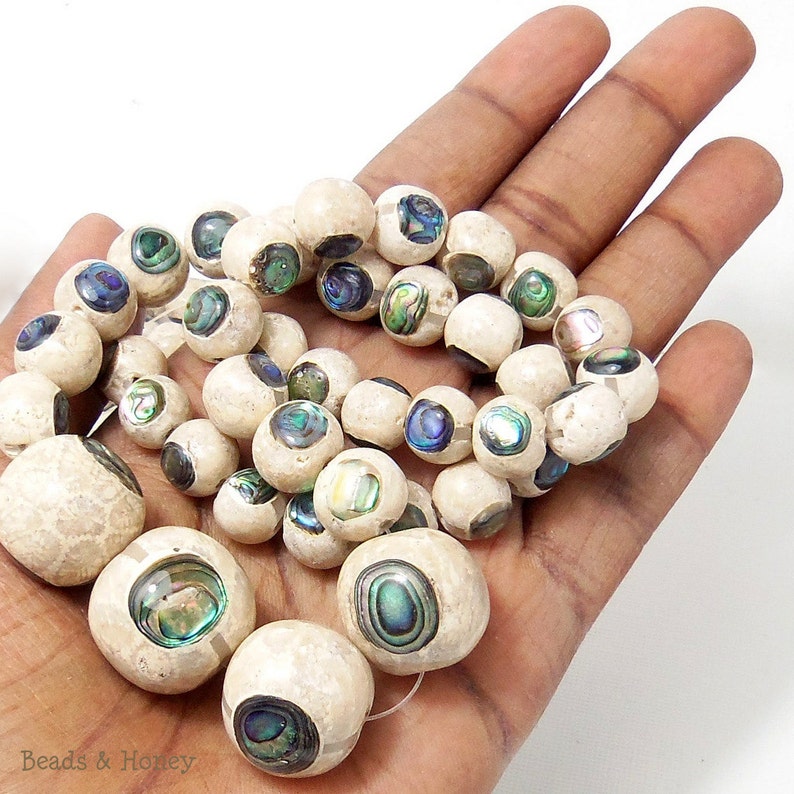 Mactan Stone Abalone Shell Inlay Graduated Round Smooth | Etsy