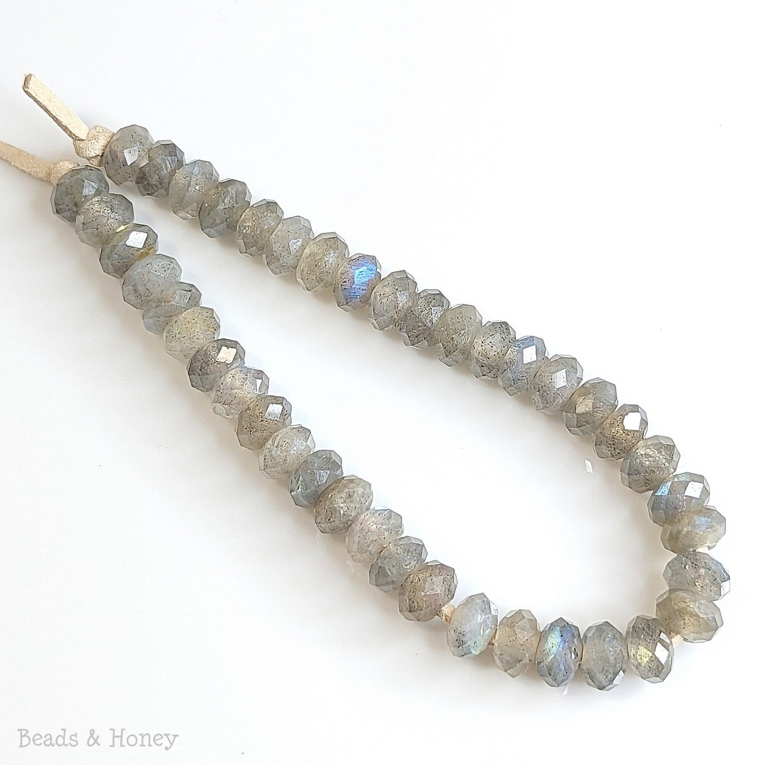 Labradorite, AA Grade, Large Hole, 8mm, Diamond Cut Faceted Rondelle ...