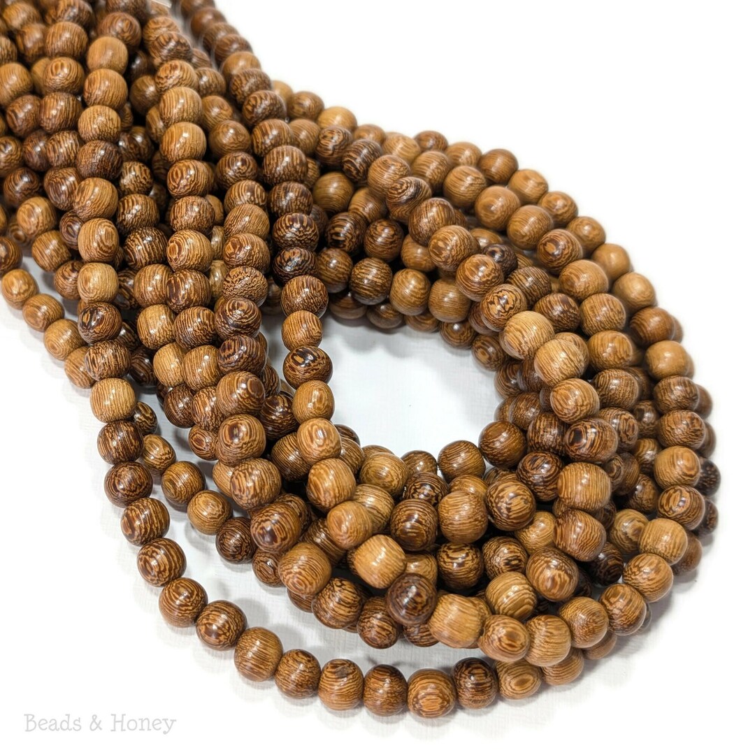 Madre De Cacao Wood Bead, 7mm - 8mm, Light to Medium Brown, Round ...