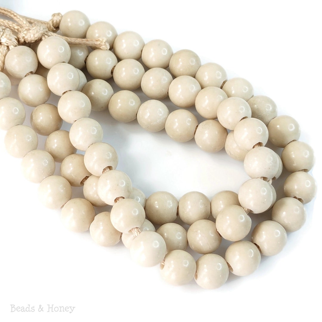 River Stone, Large Hole Bead, 8mm, Dakota Stones, Tan/off-white, Round ...