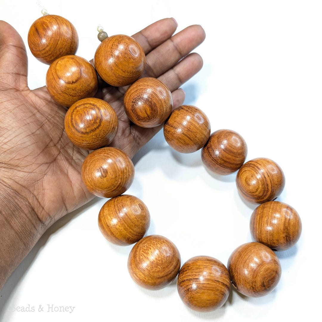 Bayong Wood Beads, 30mm, Round, Smooth, Natural Wood Beads, Brown/red ...