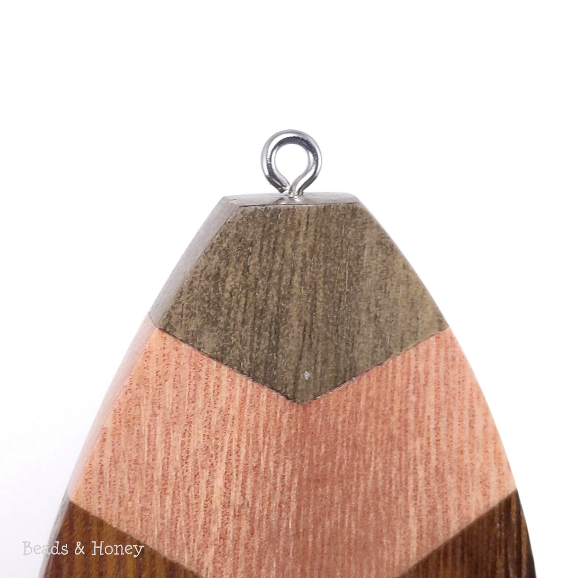 Mosaic Mixed Wood Leaf/feather Shield Pendant Stainless Steel | Etsy