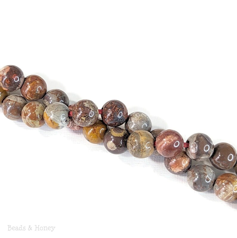 Bird's Eye Rhyolite, Large Hole, 10mm, Rainforest Jasper, Round, Dakota ...