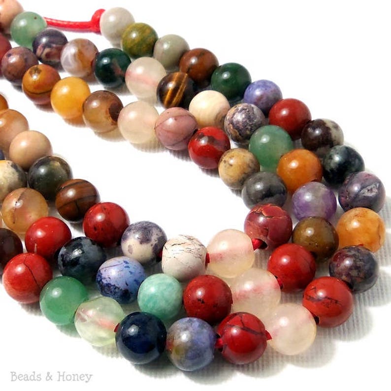 Mixed Gemstones Large Hole Bead 8mm Dakota Stones Round - Etsy