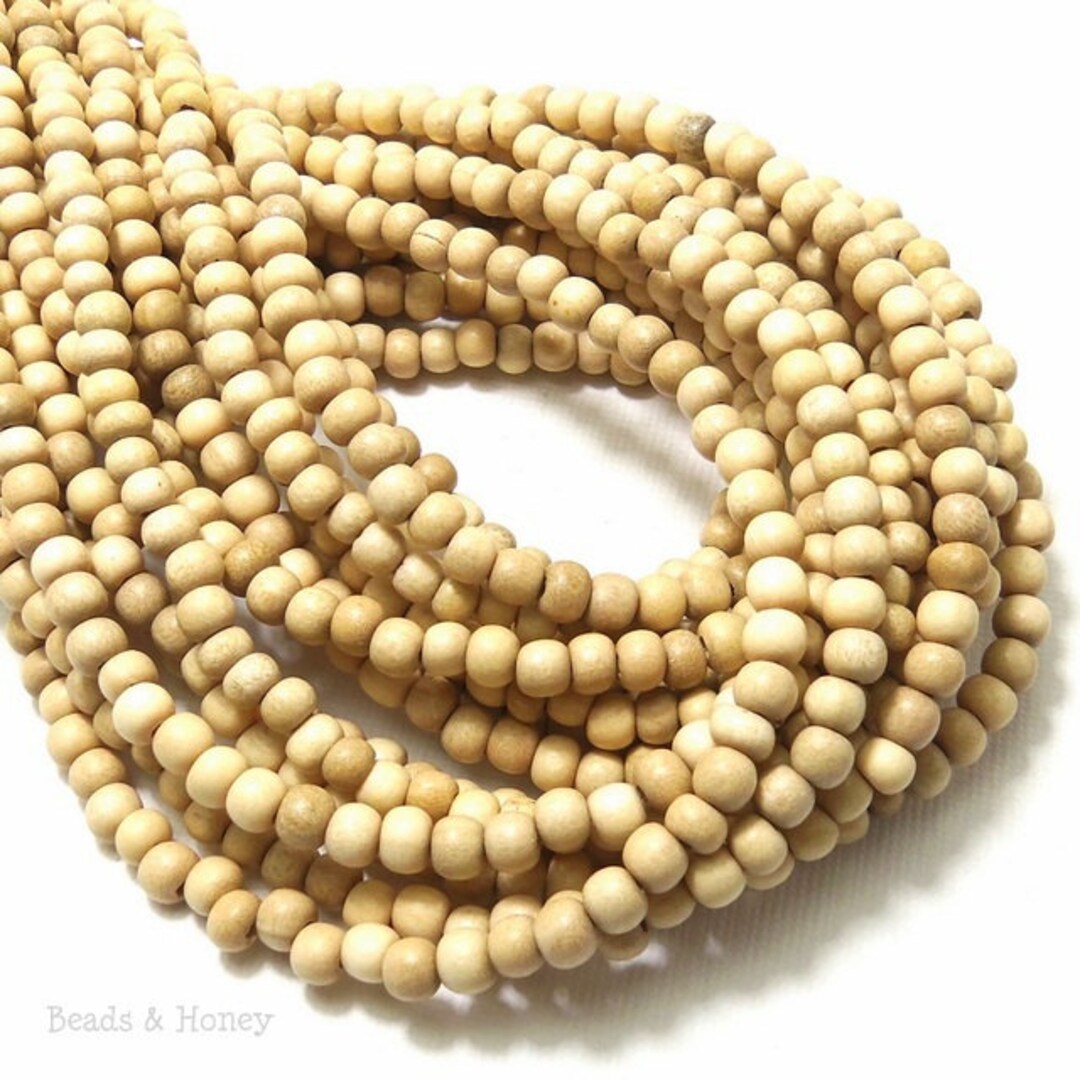 Whitewood Bead, 4mm - 5mm, Round, Unbleached, Polished, Philippine ...