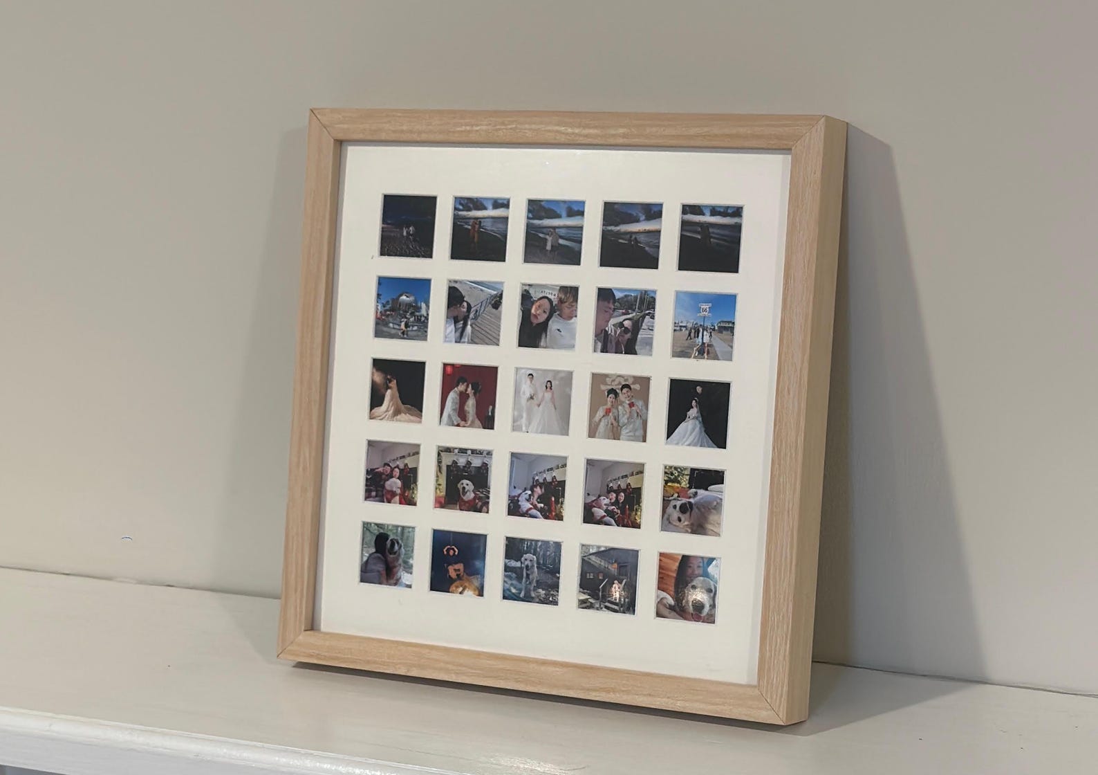 Framed Photo Collage – Personalized Grid Layout (4x4), Printed Photos ...