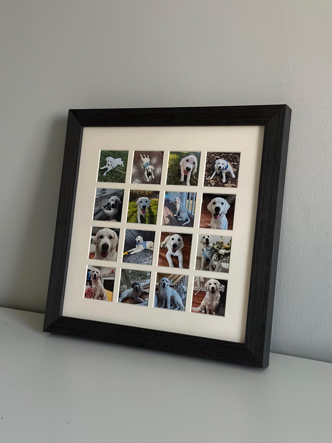 Framed Photo Collage – Personalized Grid Layout (4x4), Printed Photos ...