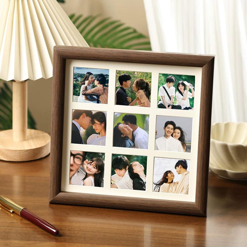 Framed Photo Collage – Personalized Grid Layout (3x3), Printed Photos ...