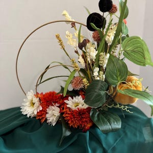 Modern Fall Floral Hoop Arrangement With Velvet Pumpkin Autumn ...