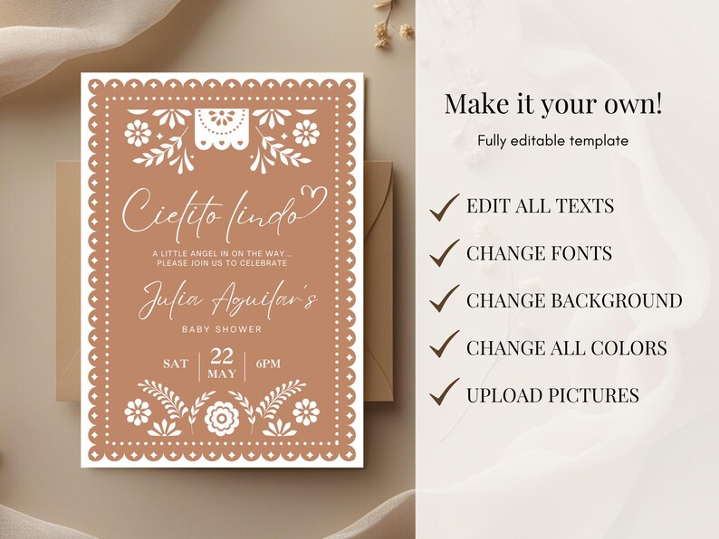 Cielito Lindo Baby Shower Invitation | Papel Picado Baby Shower Invite ...