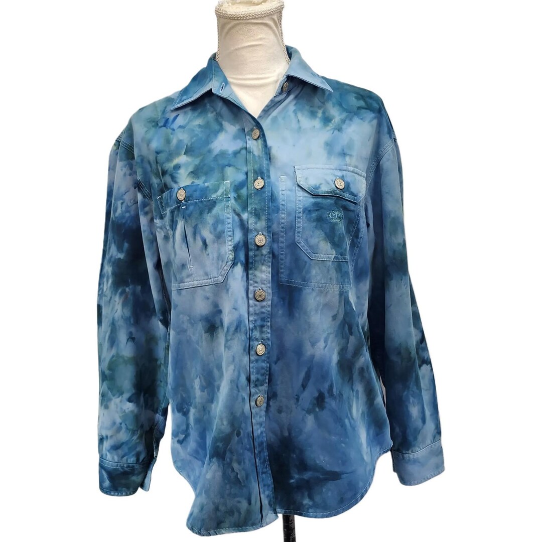 Lauren, Ralph Lauren. Upcycled, Tie-dye Button-up Shirt. Size: Medium ...