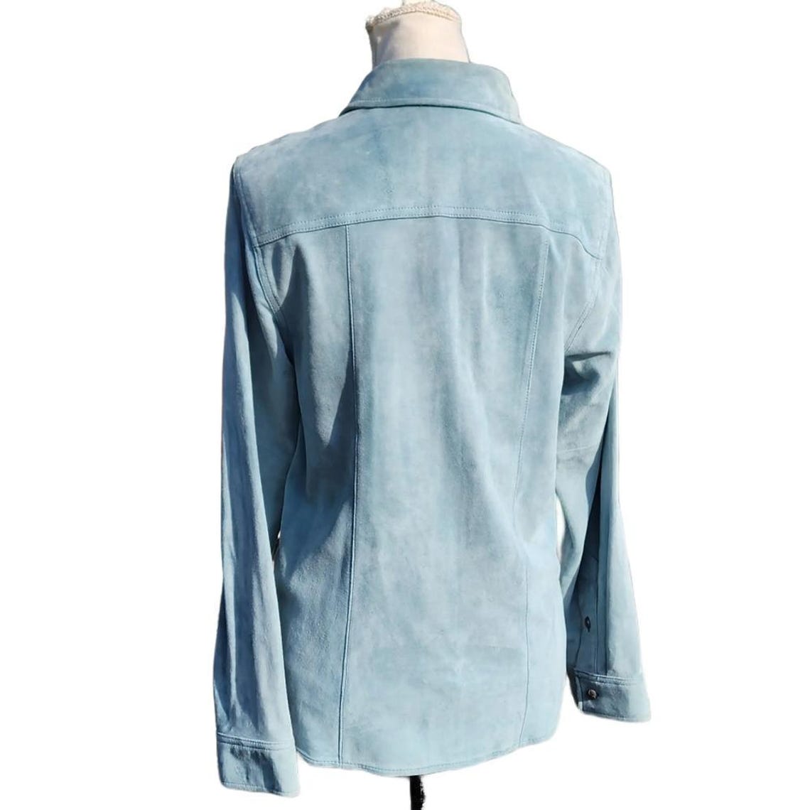 Lauren, Ralph Lauren. Vintage, 90s, Light Blue Suede Button-down Shirt ...