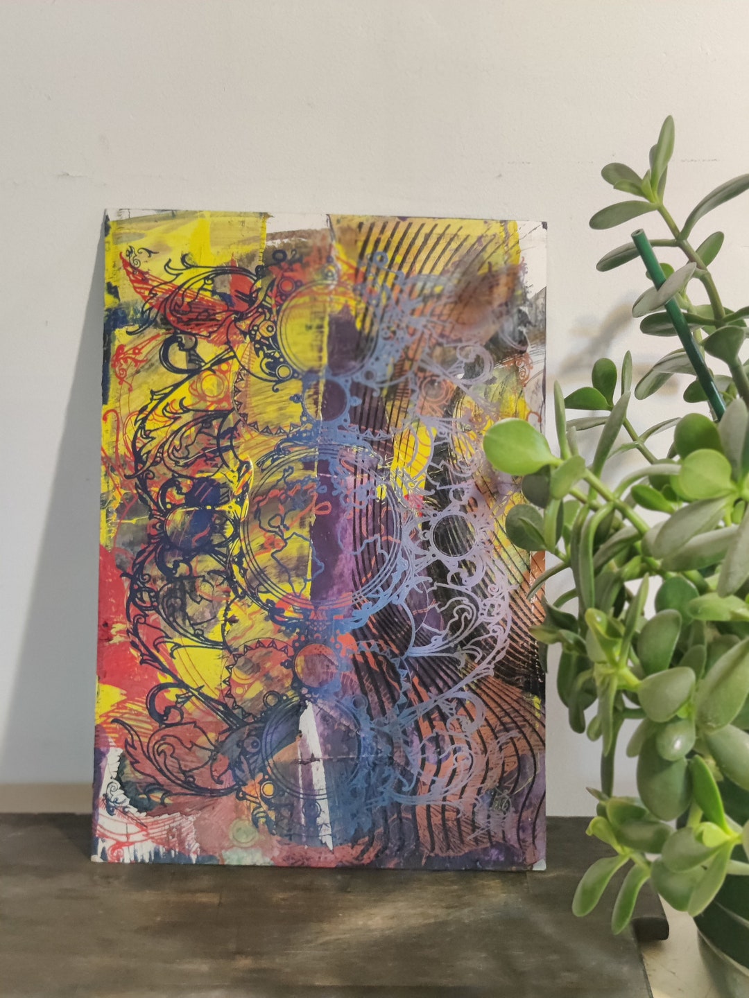 Abstract Monoprint Art: Graphic Collage on Poster Board (13x19") | One ...