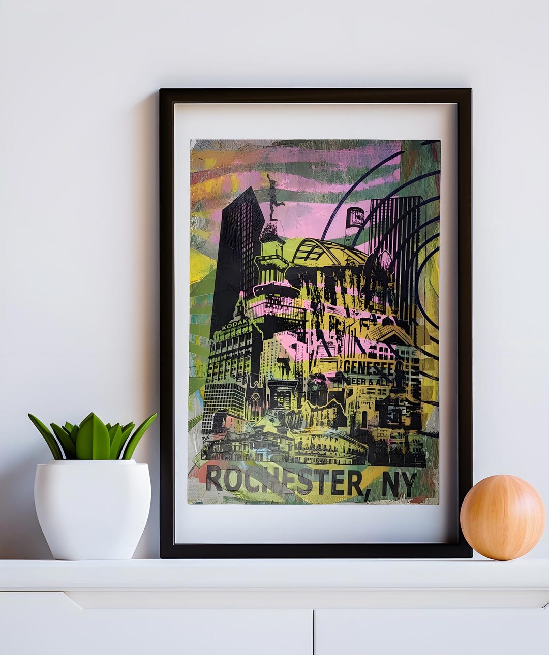 The 'goibniu' Monoprint Poster of the Rochester, NY Skyline Poster. 13 ...