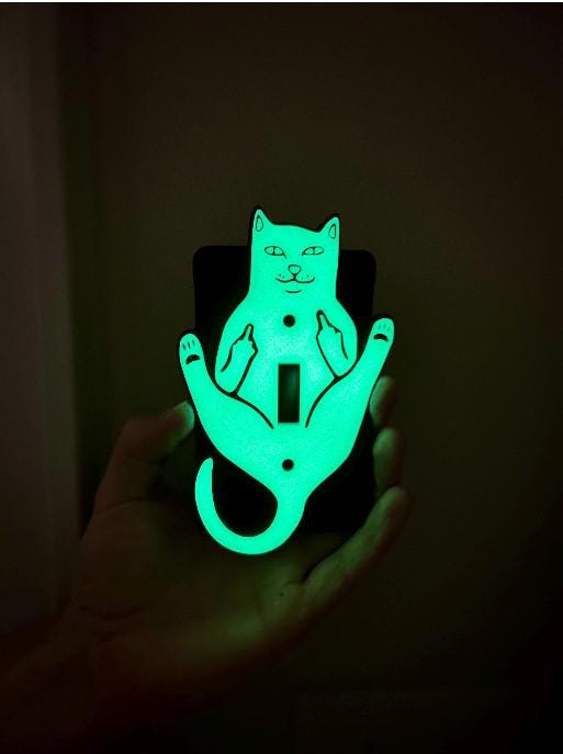 Funny Cat Middle Finger Light Switch Cover - Gag Gift - Unique Home ...