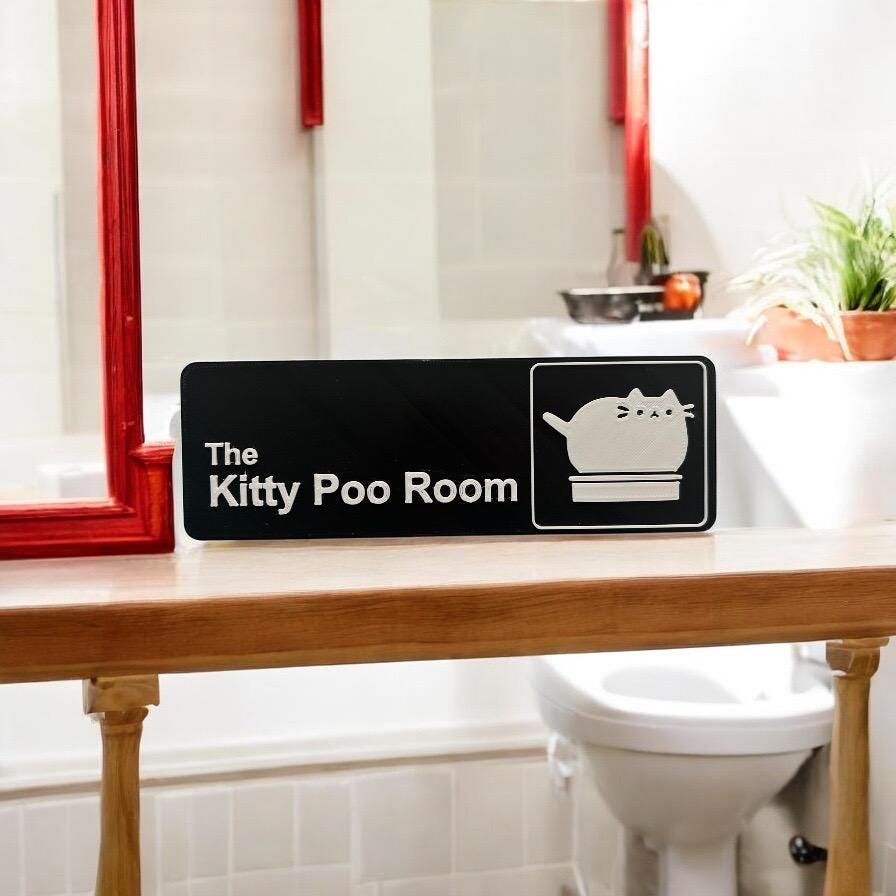 Kitty Poop Room Cat Litter Room Decor Funny Cat Bathroom Sign Kitty ...