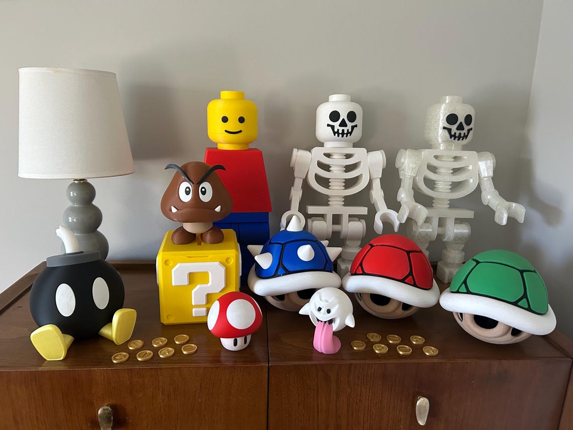 Super Mario Bros Gold Nintendo Mario Kart Coins 3D Printed Luigi Mario ...