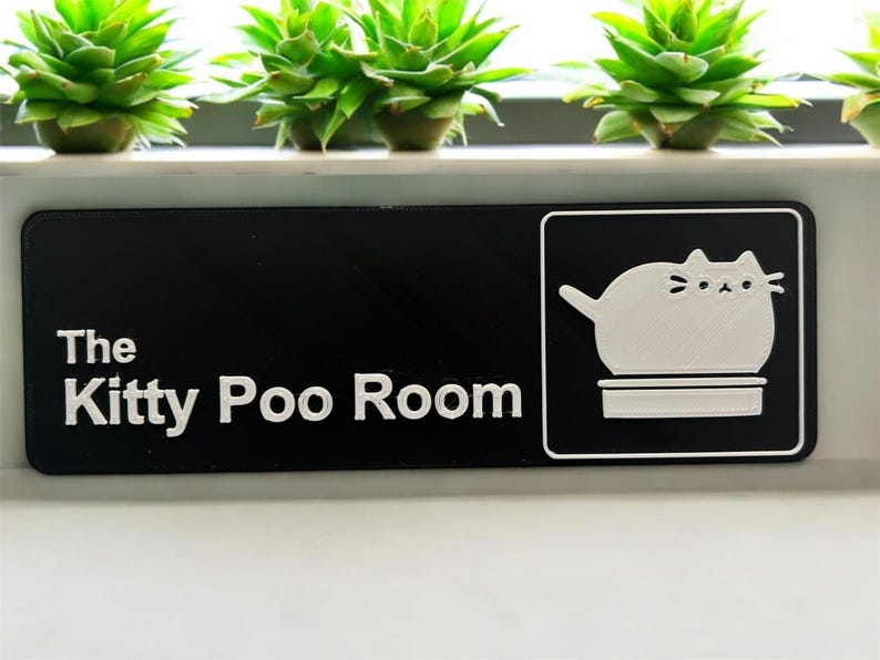 Kitty Poo Room Office Sign - Hilarious Cat Sign - Litter Box Room Sign ...