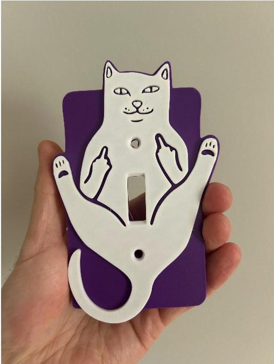 Funny Cat Middle Finger Light Switch Cover - Gag Gift - Unique Home ...