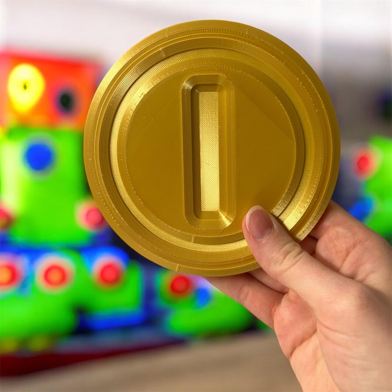 Life Sized Super Mario Bros Gold Mario Kart Coins 3D Printed Luigi ...