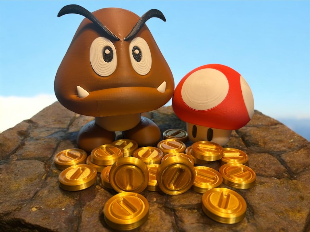 Super Mario Bros Gold Nintendo Mario Kart Coins 3D Printed Luigi Mario ...