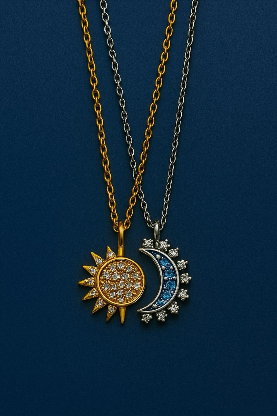 Sun and Moon Celestial Couple Necklaces, Friendship Matching Jewelry ...