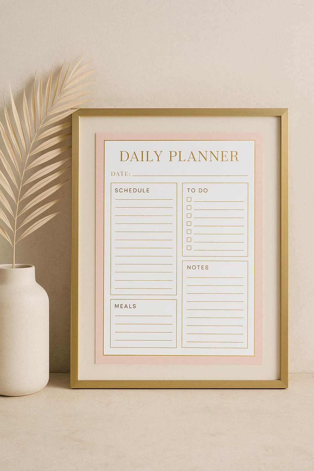 Daily Planner Printable – Pink and Gold Digital Download for ...