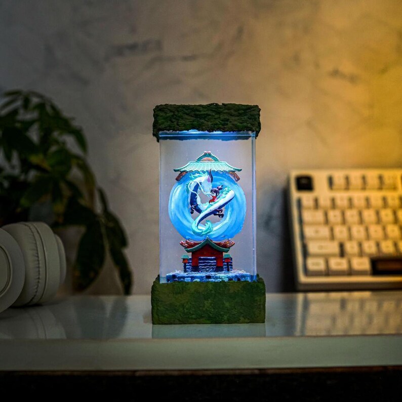 Spirited Away Haku and Chihiro Lamp, Studio Ghibli Anime Resin Art ...