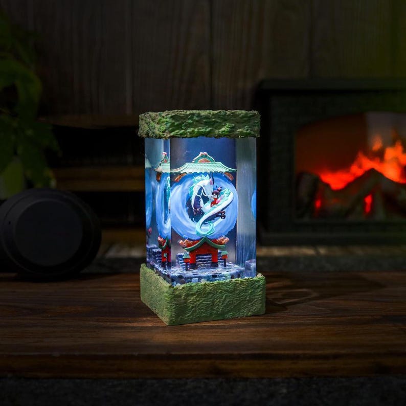 Spirited Away Haku and Chihiro Lamp, Studio Ghibli Anime Resin Art ...
