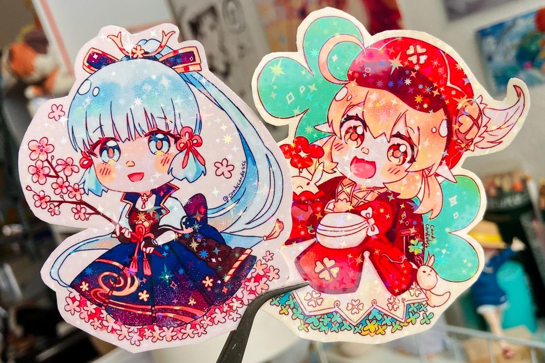 Genshin Impact Ayaka Klee Sparkly Vinyl Stickers 3in - Etsy