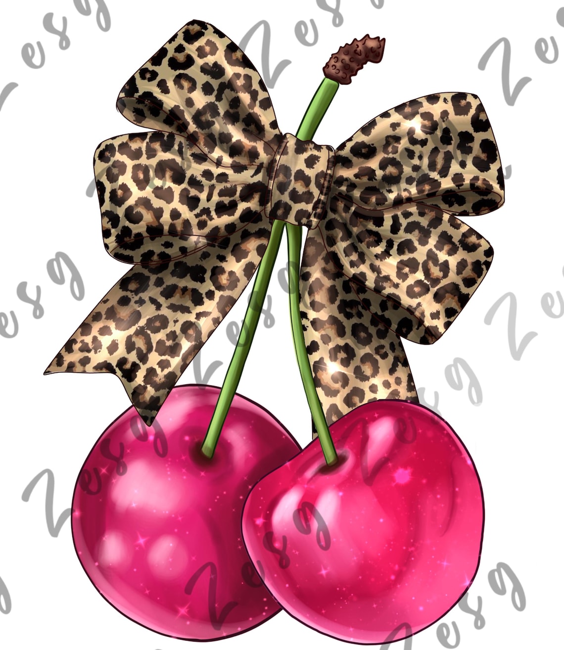 Cherry Leopard Bow PNG, Coquette Summer Design (digital Design) - Etsy