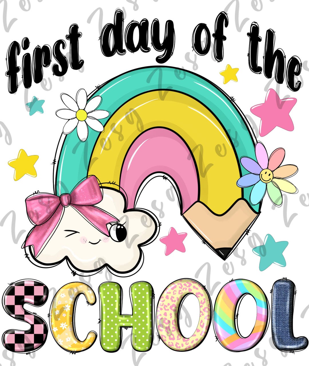 First Day of School Rainbow Clipart | Teacher PNG, Sublimation Design ...